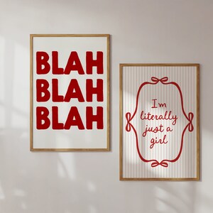 Red Gallery Wall Set Printable Digital Download 12 Prints Bedroom ...