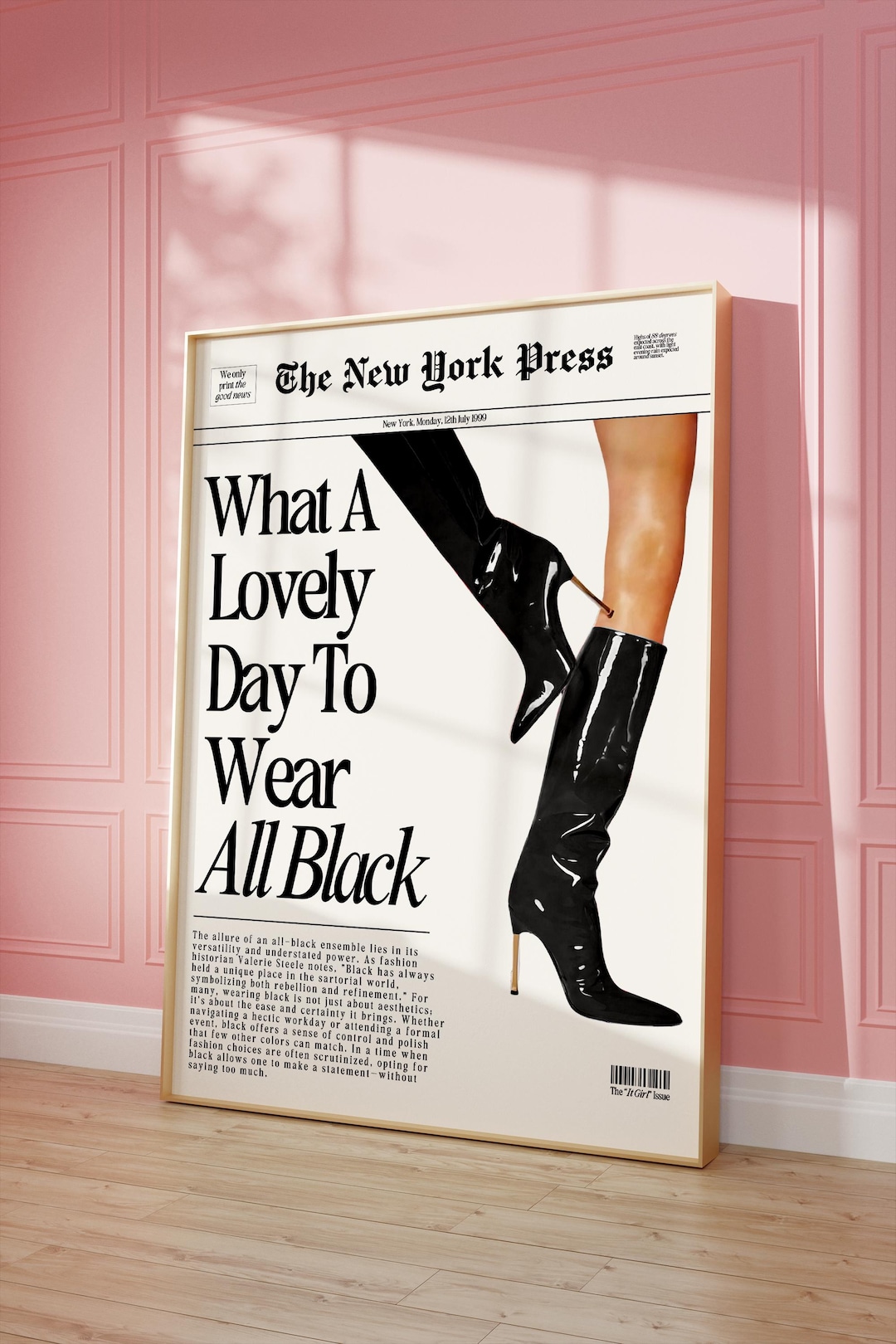 Retro Boots Newspaper Print: Fashion Wall Art Poster (instant Download ...
