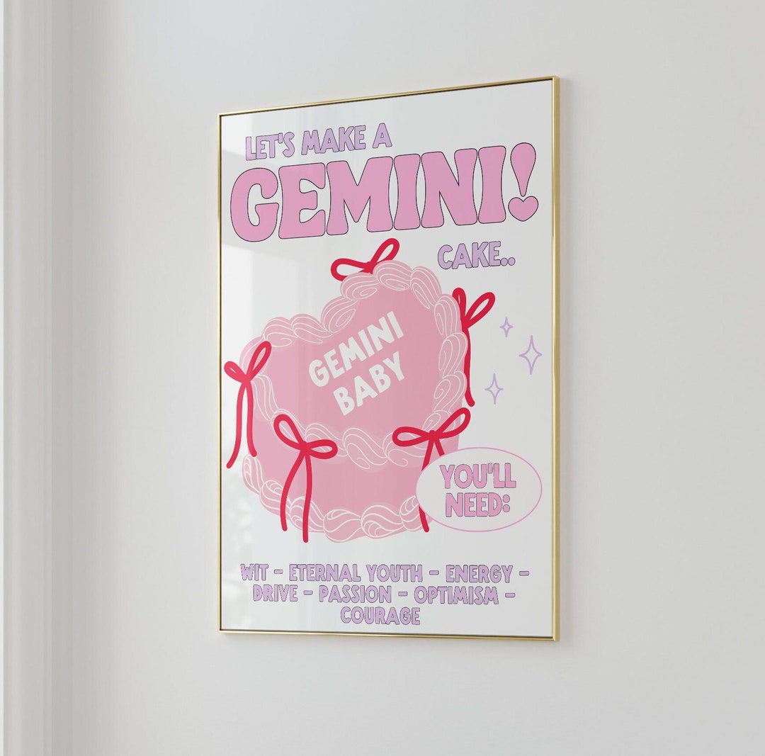 Trendy Gemini Wall Art Print Astro Boho Digital Download Gift for Teen ...