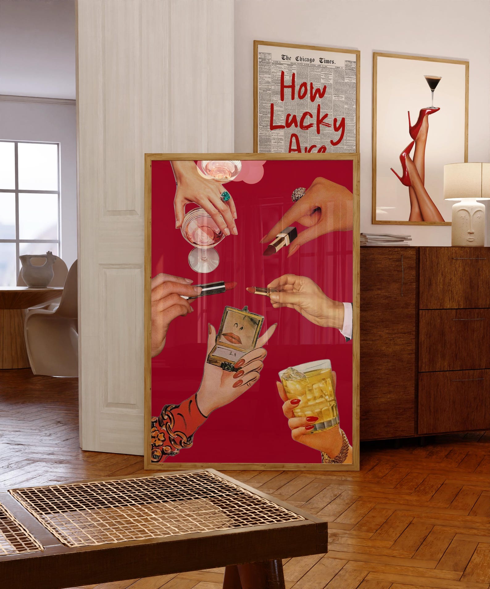 Trendy Red Retro Wall Art Downtown Girl Vintage Digital Download ...