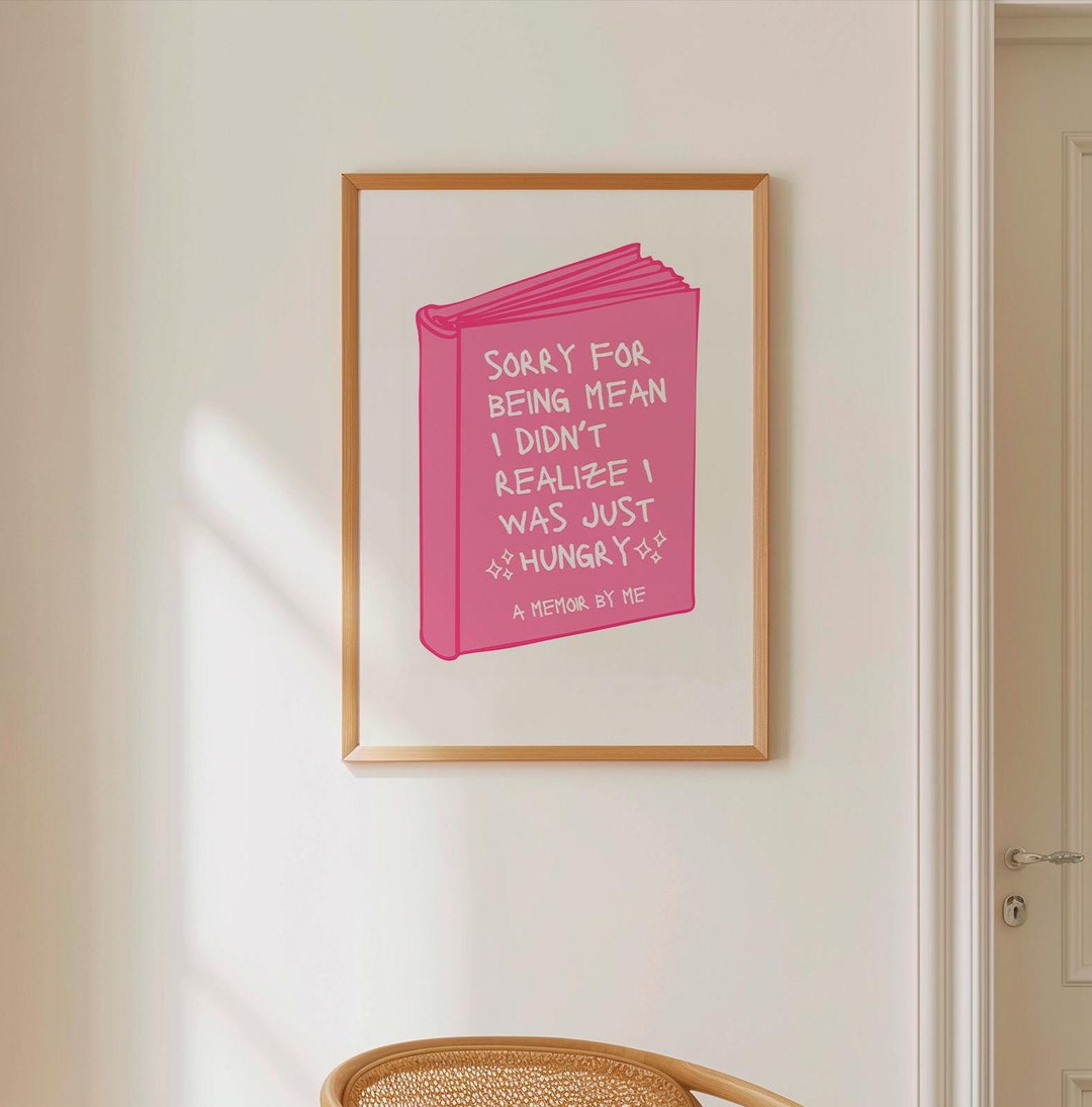 Cute Funny Kitchen Dining Room Art Pink Quote Hangry Poster Dopamine ...