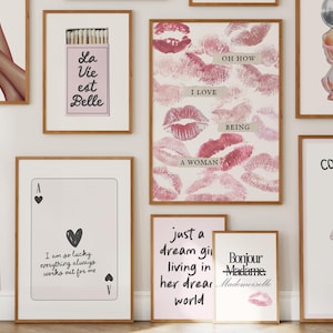 Pale Pink Wall Gallery Set of 12 Pastel Art Prints Coquette Vintage ...