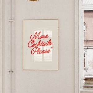 More Cocktails Please Bar Cart Art Print Instant Digital Download Wall ...