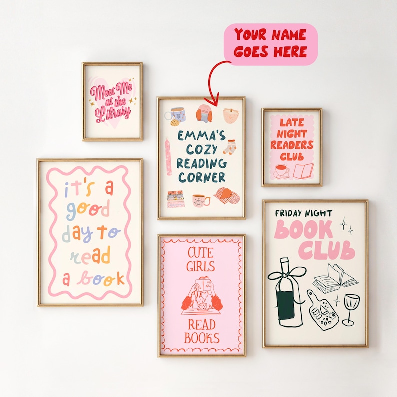 Book Lover Print Set: Trendy Bookish Wall Art (digital Download) - Etsy