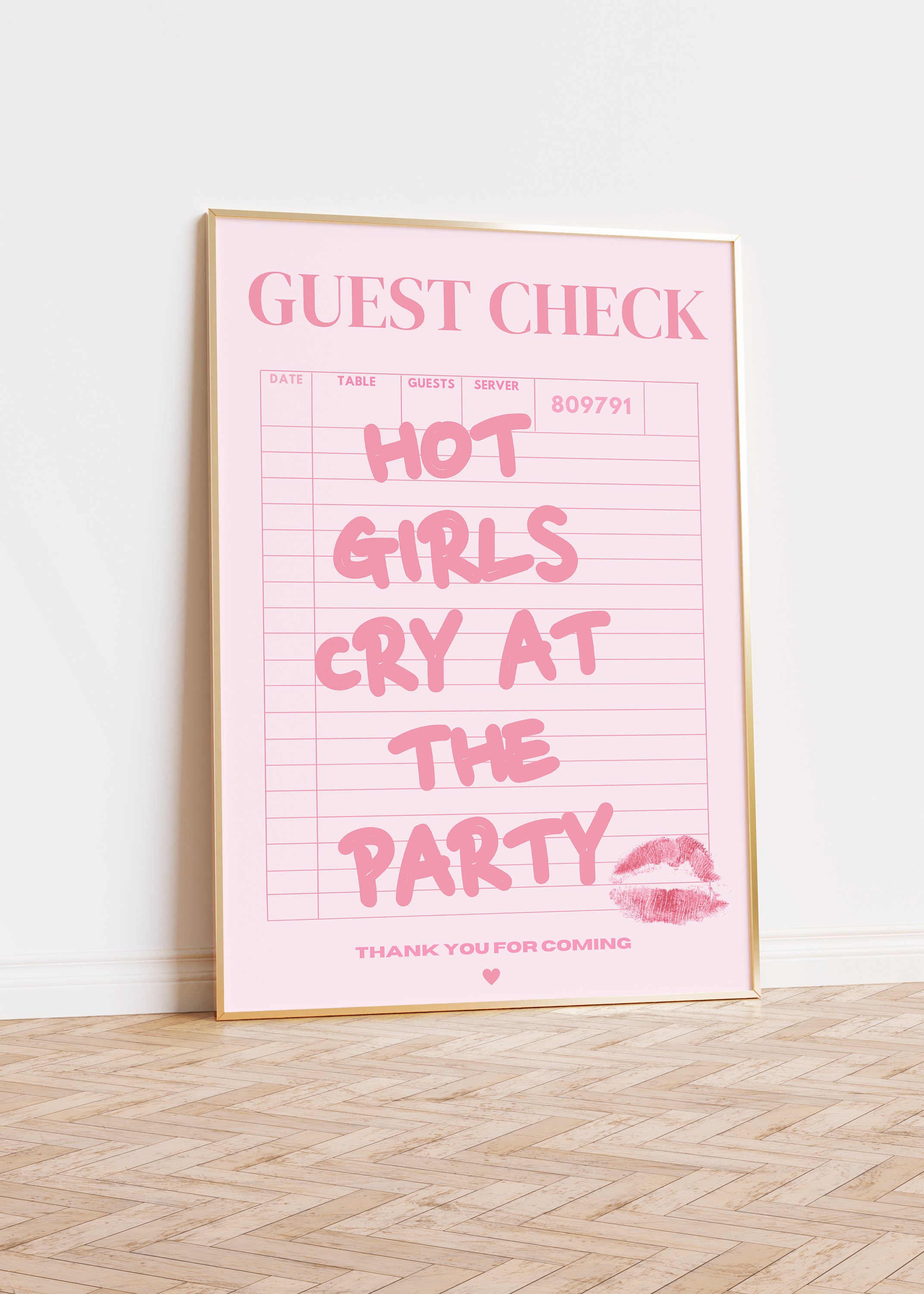Printable Hot Girl Wall Art Guest Check Print Pink Trendy - Etsy