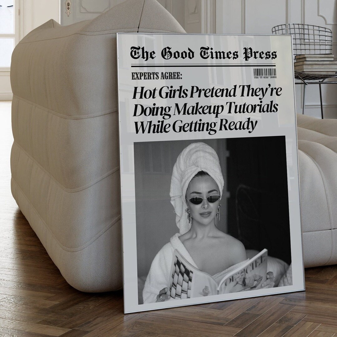 Hot Girls Newspaper Heading Print Funny Decor for College Dorm Girls ...