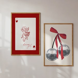 Red Gallery Wall Set Printable Digital Download 12 Prints Bedroom ...