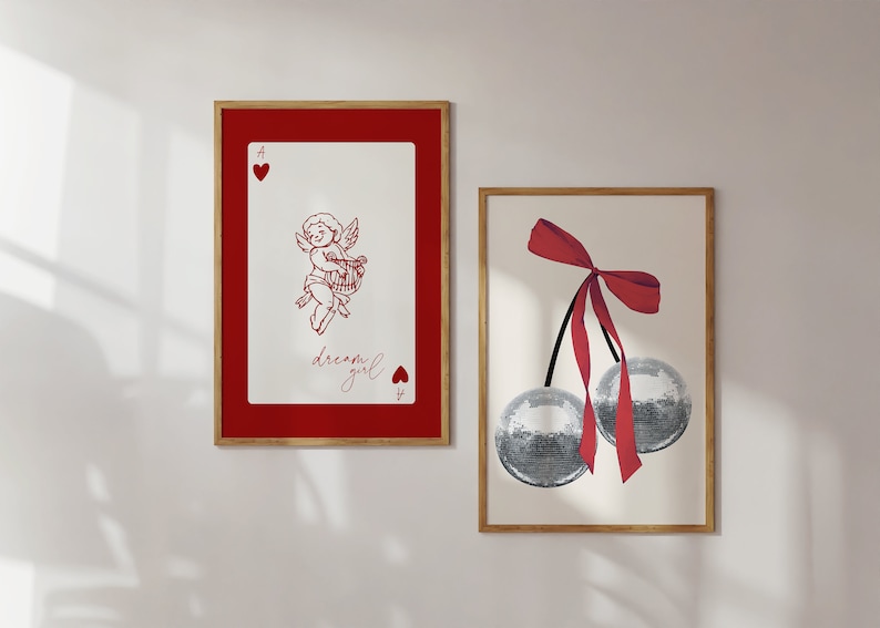 Red Gallery Wall Set Printable Digital Download 12 Prints Bedroom ...