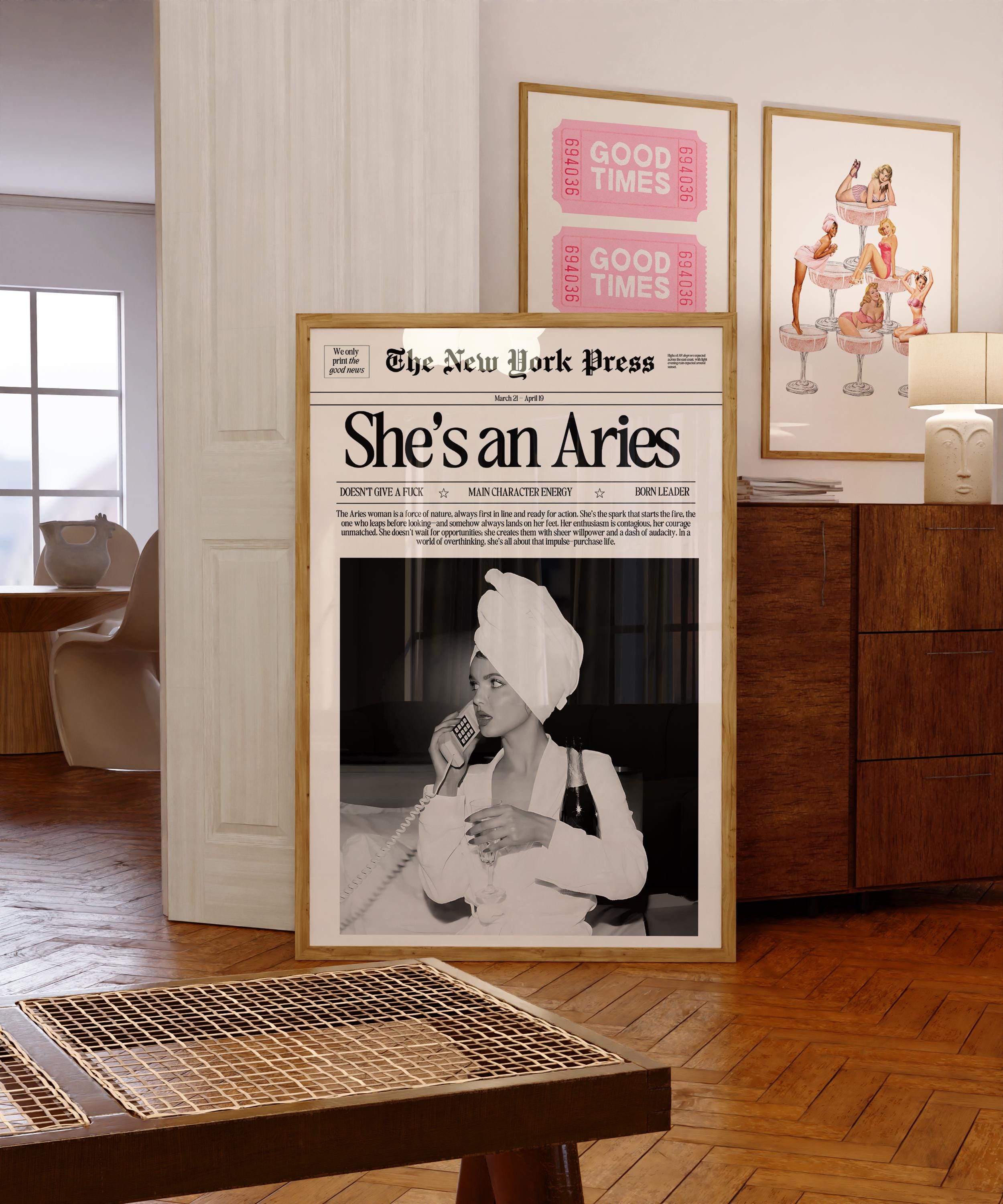 Trendy Aries Print Digital Printable Wall Art Girly Astrology Decor ...