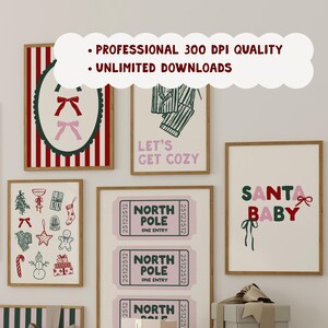 Set of 12 Boho Christmas Printables, Colorful Holiday Decor Wall Art ...
