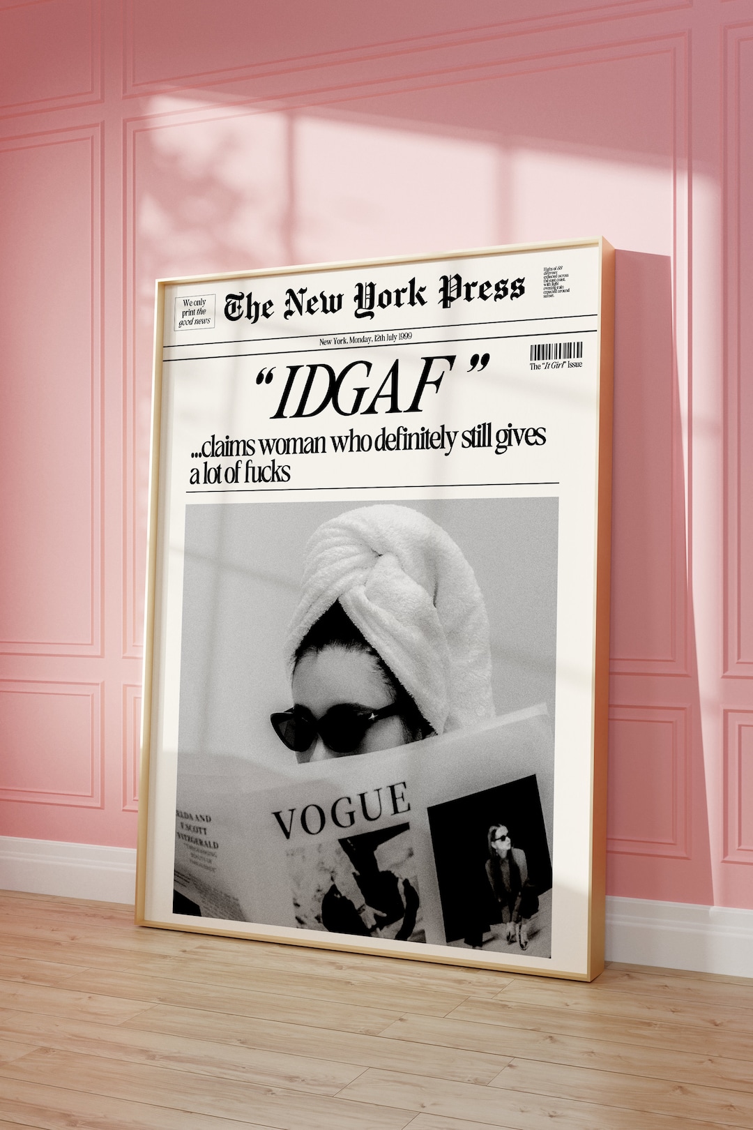 IDGAF Print Trendy News Headline Wall Art New York News Fashion ...