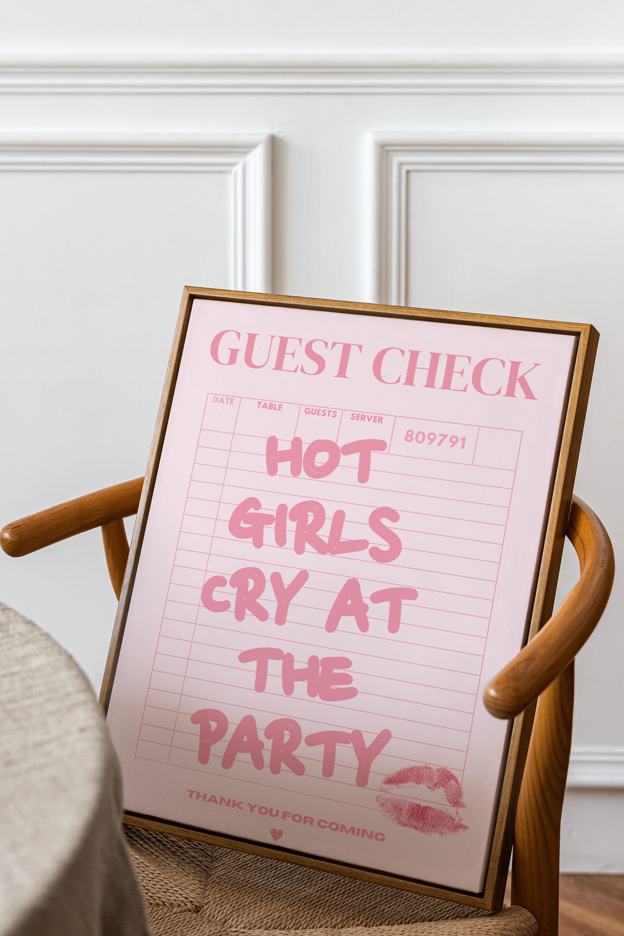 Printable Hot Girl Wall Art Guest Check Print Pink Trendy - Etsy