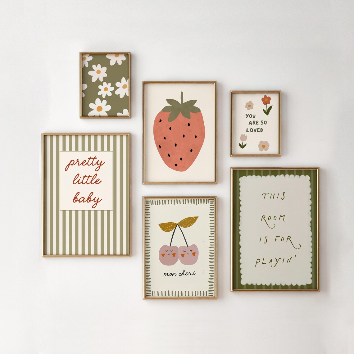 Sage Green Scandi Nursery Art Prints: Boho Kids Room Decor (digital ...
