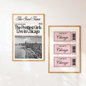 Cute Chicago Wall Art Set Digital Download Prints Newspaper Heading ...