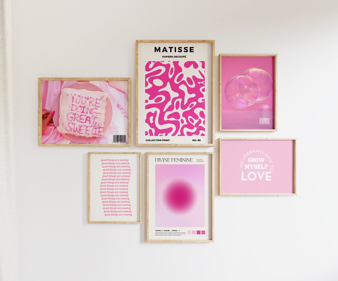 6 Pink Aesthetic Wall Art Posters Instant Download Printable Hot Girl ...