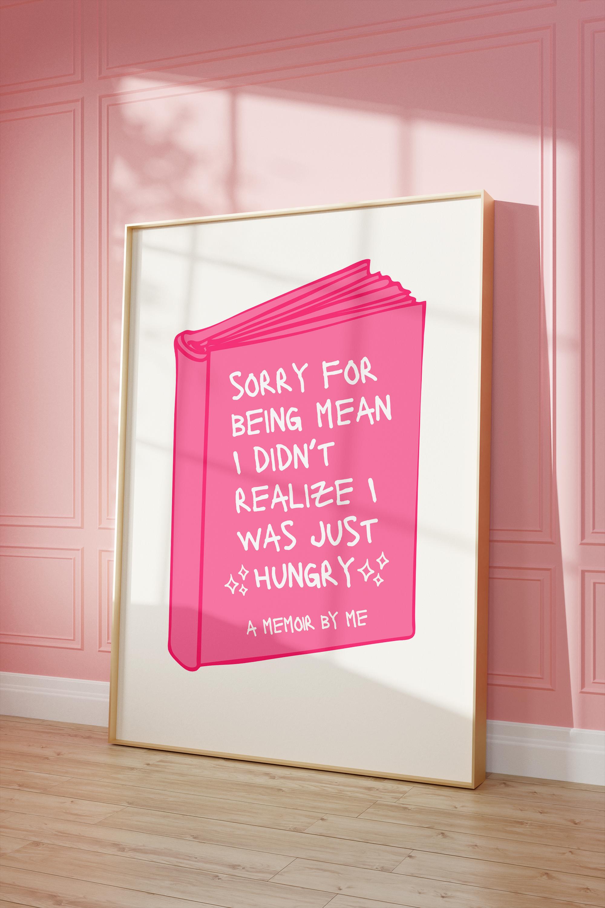Cute Funny Kitchen Dining Room Art Pink Quote Hangry Poster Dopamine ...