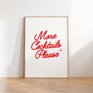 More Cocktails Please Bar Cart Art Print Instant Digital Download Wall ...