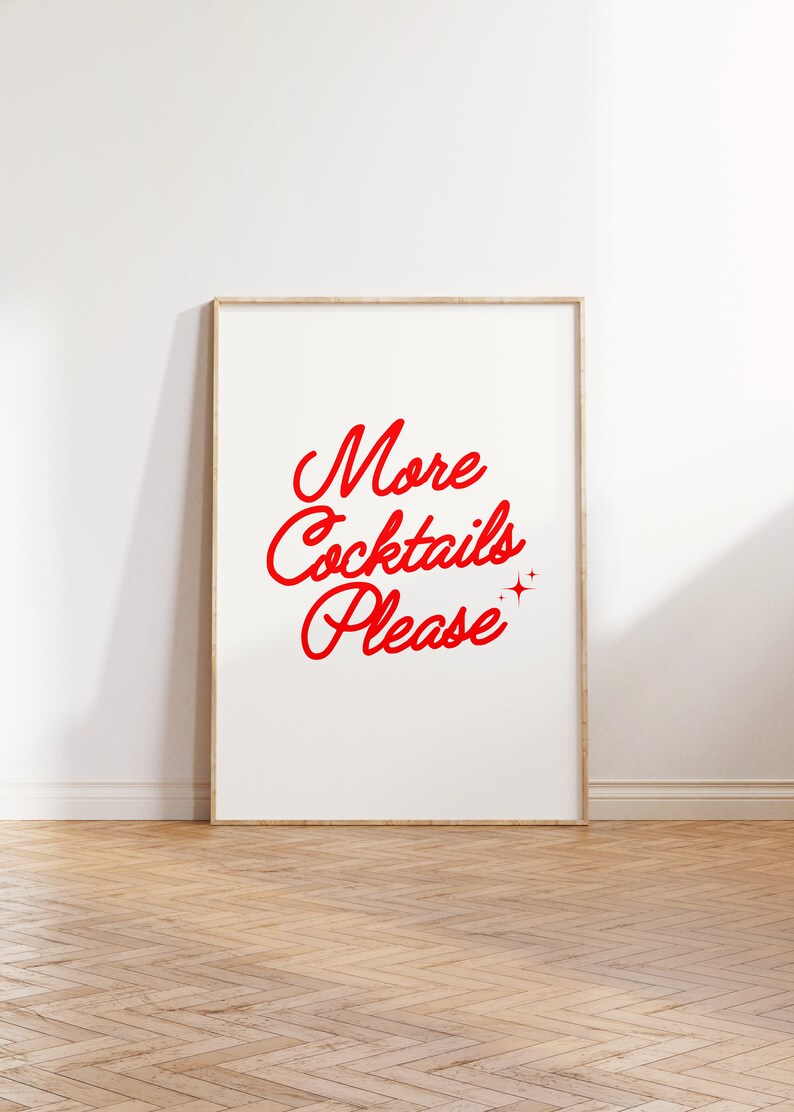 More Cocktails Please Bar Cart Art Print Instant Digital Download Wall ...