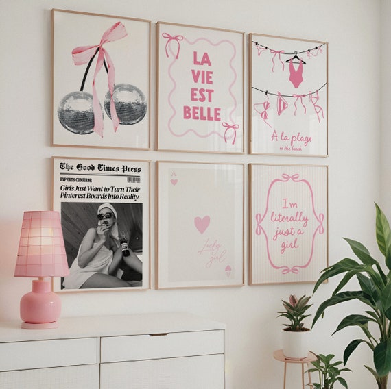 Girly Poster Ideas Pink And Chic! Pink Gallery Wall For Girls | Poster