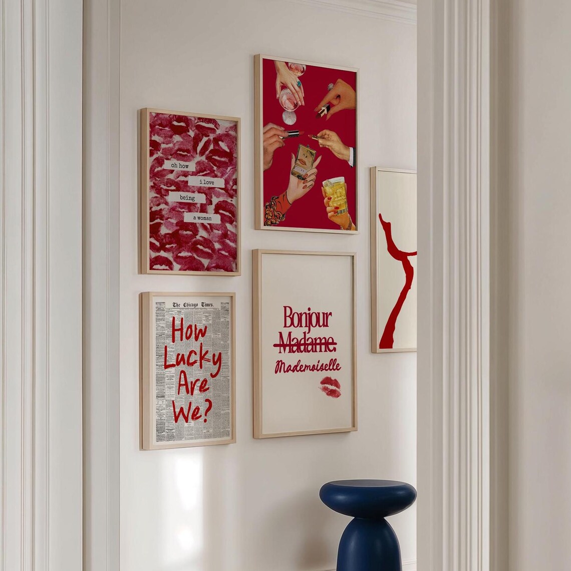 Trendy Red Retro Wall Art Downtown Girl Vintage Digital Download ...