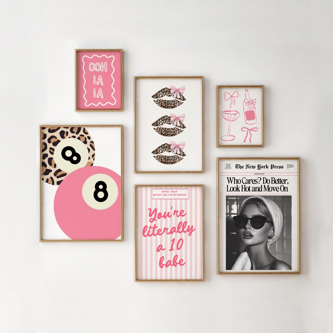 Blush Pink Cheetah Print Wall Art Set: Girly Dorm Decor (digital ...