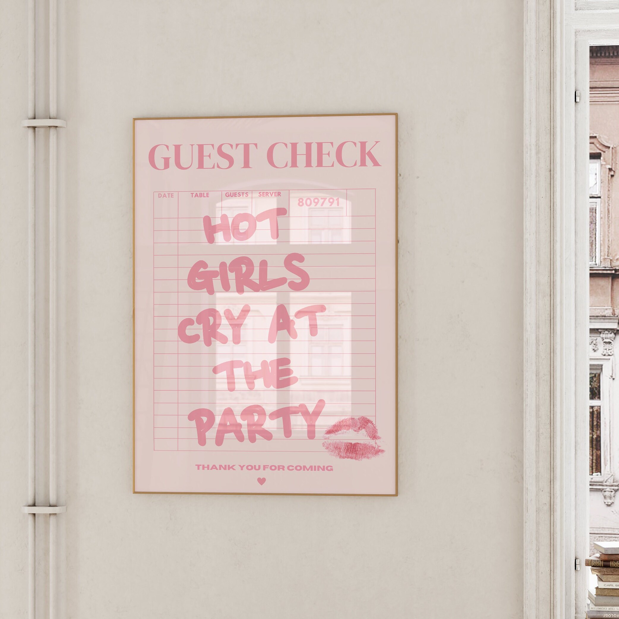 Printable Hot Girl Wall Art Guest Check Print Pink Trendy - Etsy