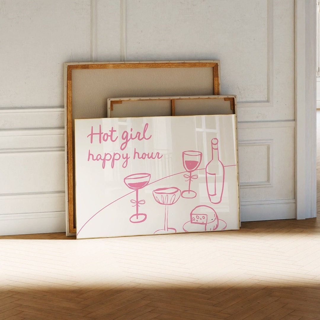 Coquette Hot Girl Happy Hour Retro Vintage Cheers Wall Art Print ...