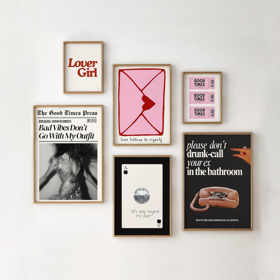 6 College Dorm Prints Cute Trendy Fun Wall Art for Bedroom Girly ...