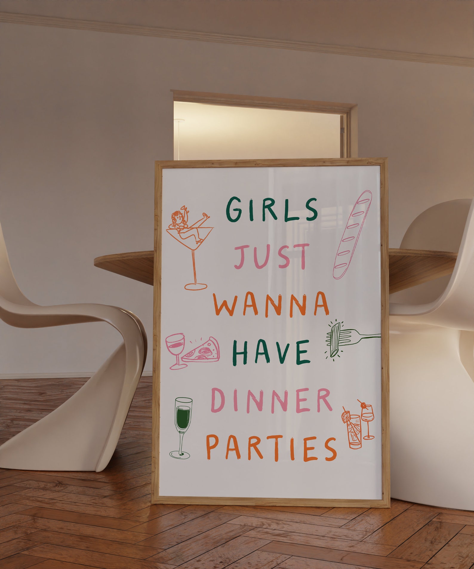 Trendy Dining Room Wall Art Girls Want Dinner Parties Print Girly ...