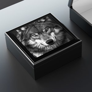 Wolf Jewelry Box Black and White Art Gift for Him, Birthday Gift ...