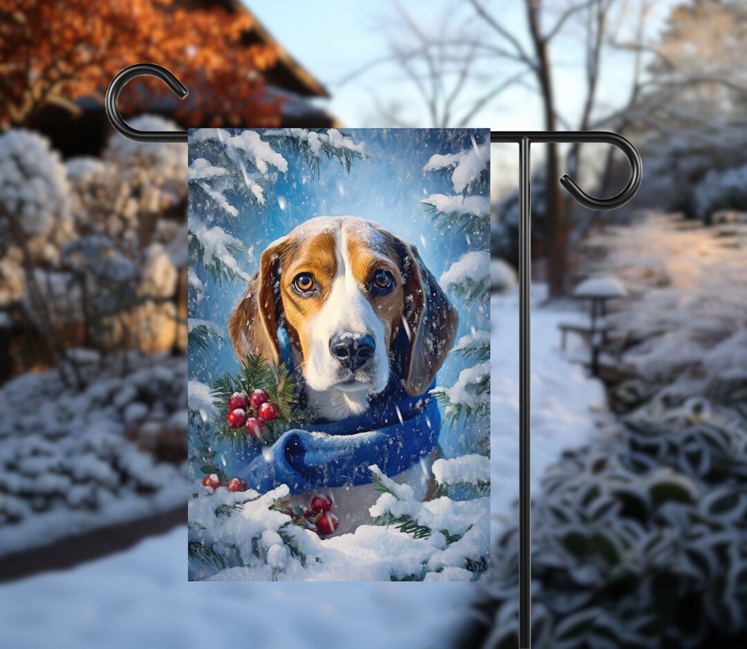 Beagle Garden & House Banner, Winter Colors, Winter Flag, Yard Flag ...