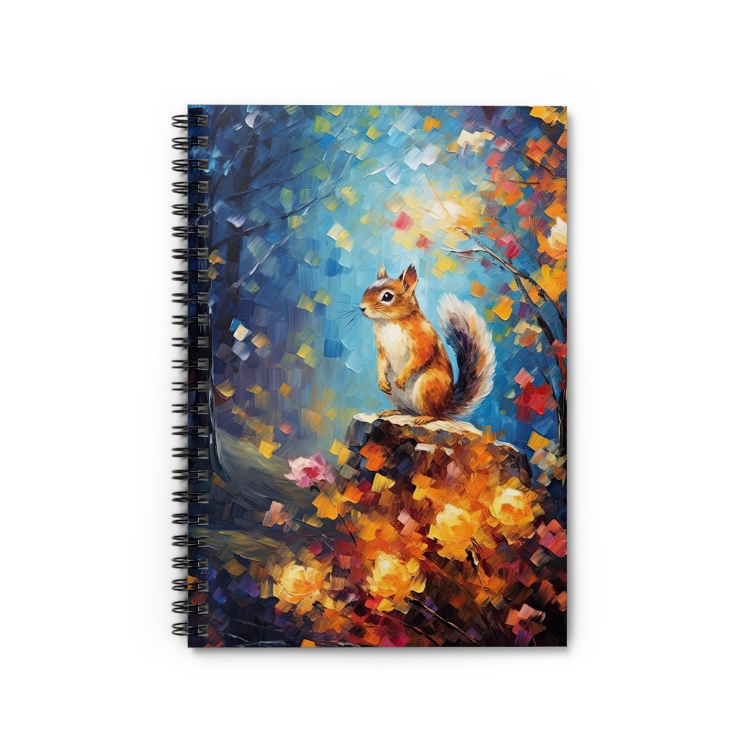 Squirrel Spiral Notebook Ruled Line Colorful Notebook, Flower Notebook ...