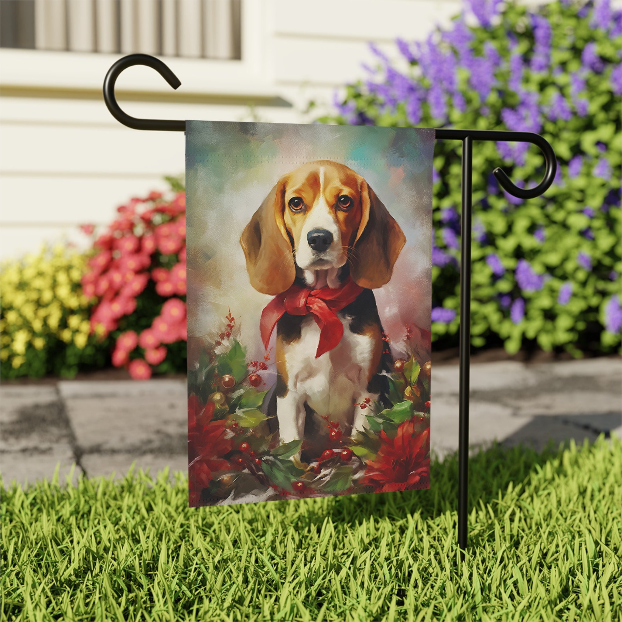 Beagle Garden & House Banner, Christmas Colors, Christmas Flag, Yard ...