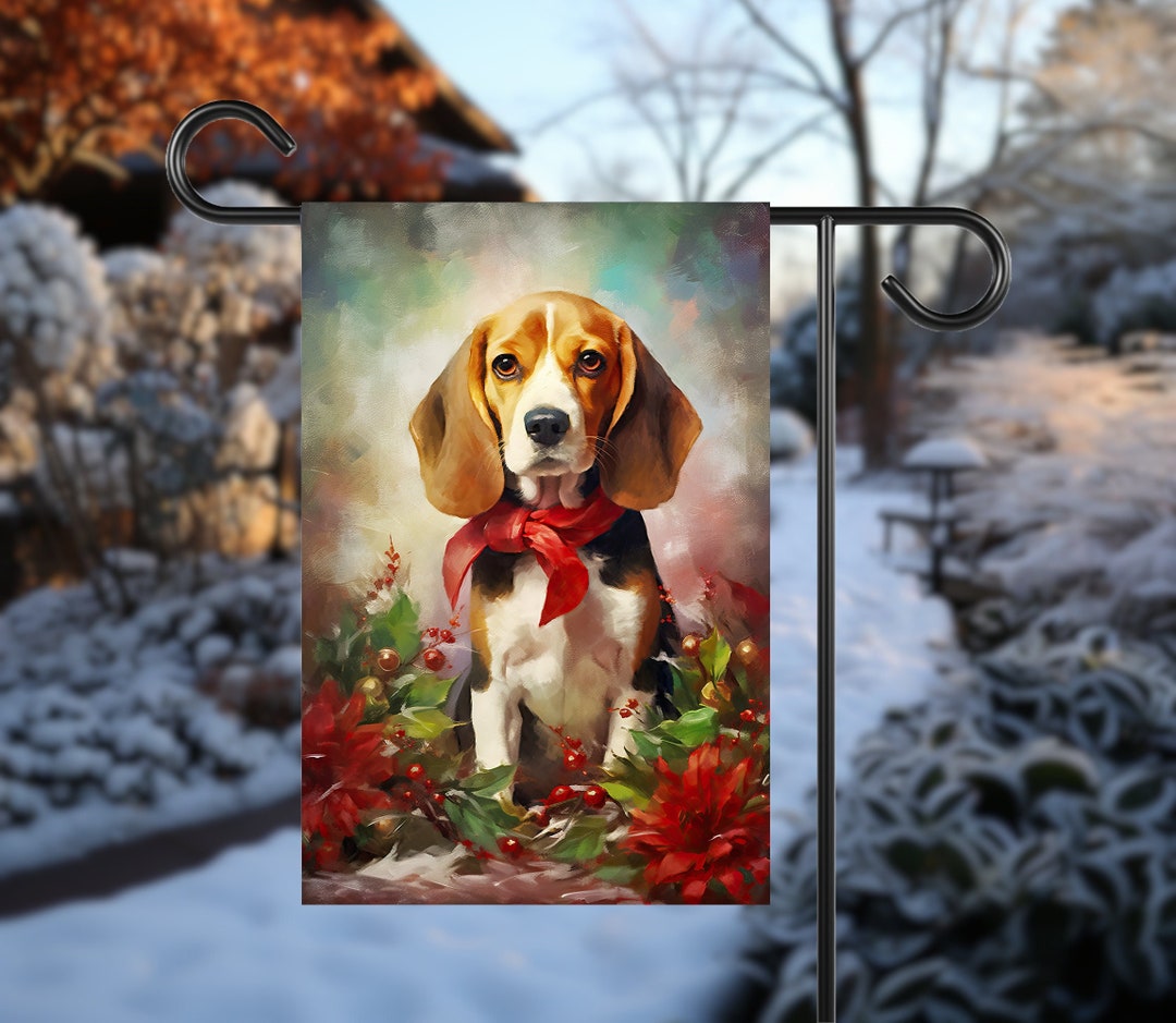 Beagle Garden & House Banner, Christmas Colors, Christmas Flag, Yard ...