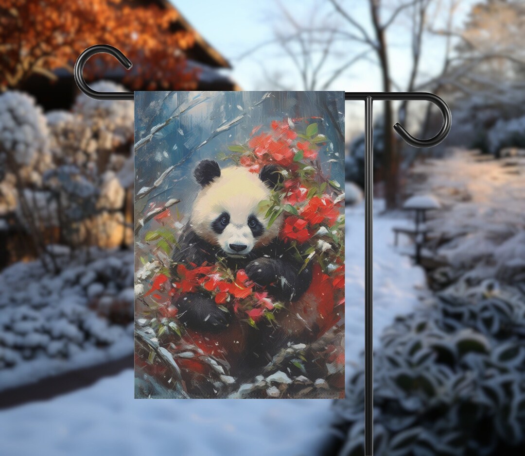 Panda Garden & House Banner, Winter Colors, Winter Flag, Panda Flag ...