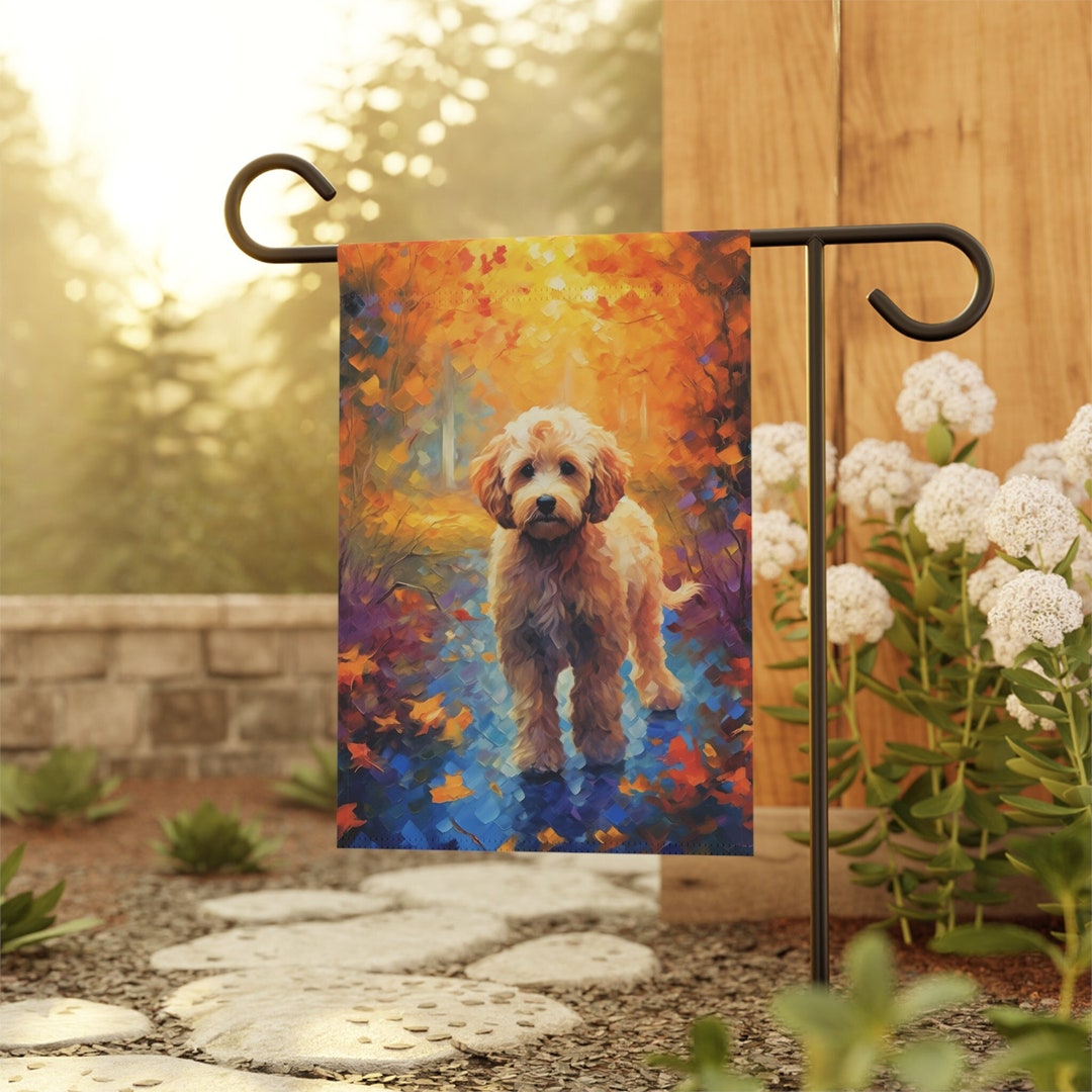 Labradoodle Garden & House Banner, Fall Color Flag, Autumn Flag, Pet ...