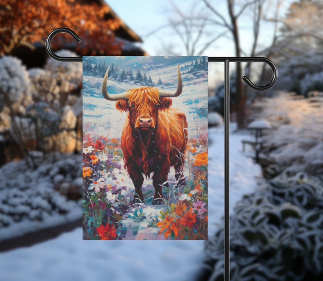 Highland Cattle Garden & House Banner, Winter Colors, Winter Flag, Cow ...