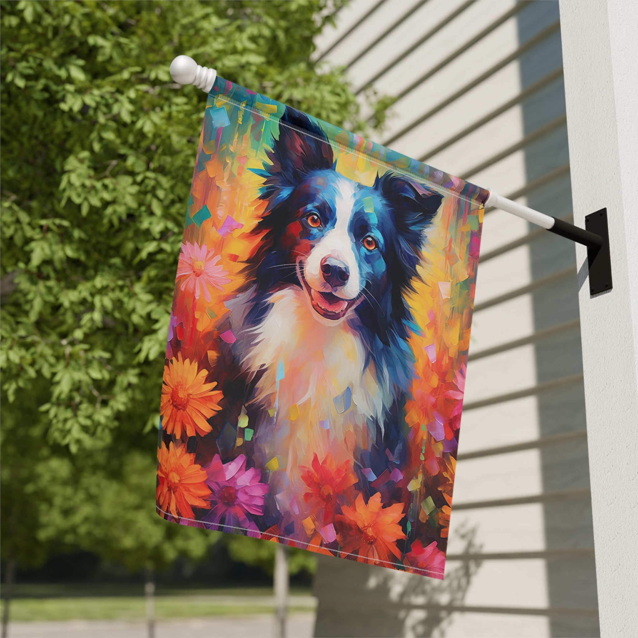 Border Collie Garden & House Banner, Fall Color Flag, Autumn Flag, Yard ...