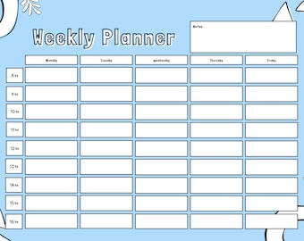 Sleek Blue Weekly Schedule Planner Canva Template - Etsy