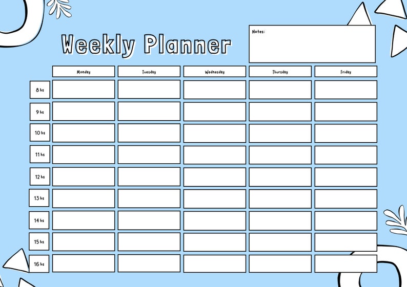 Blue Weekly Planner - Etsy