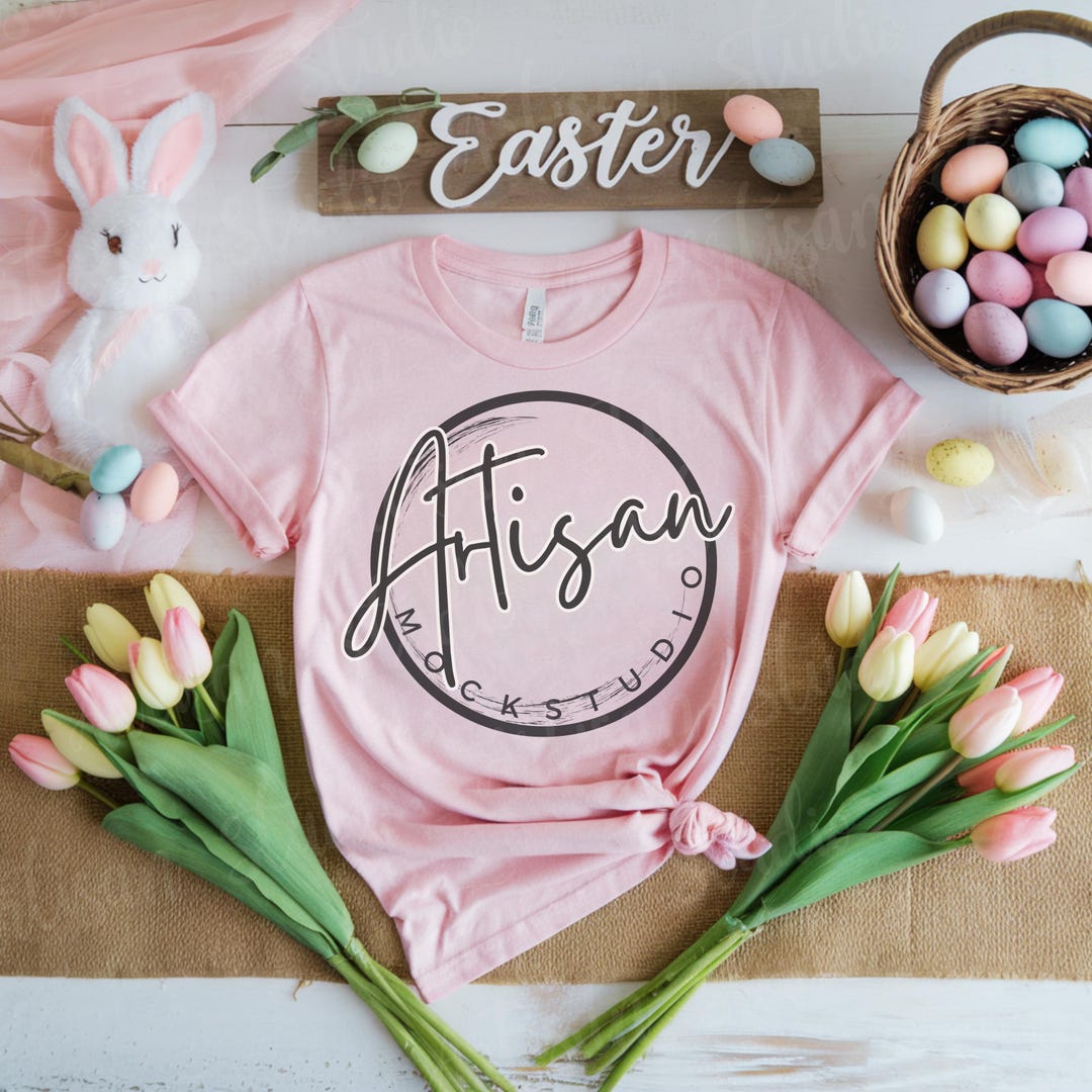 Pink Bella Canvas 3001 Flat Lay Mockup, Easter Bella Canvas T-shirt ...