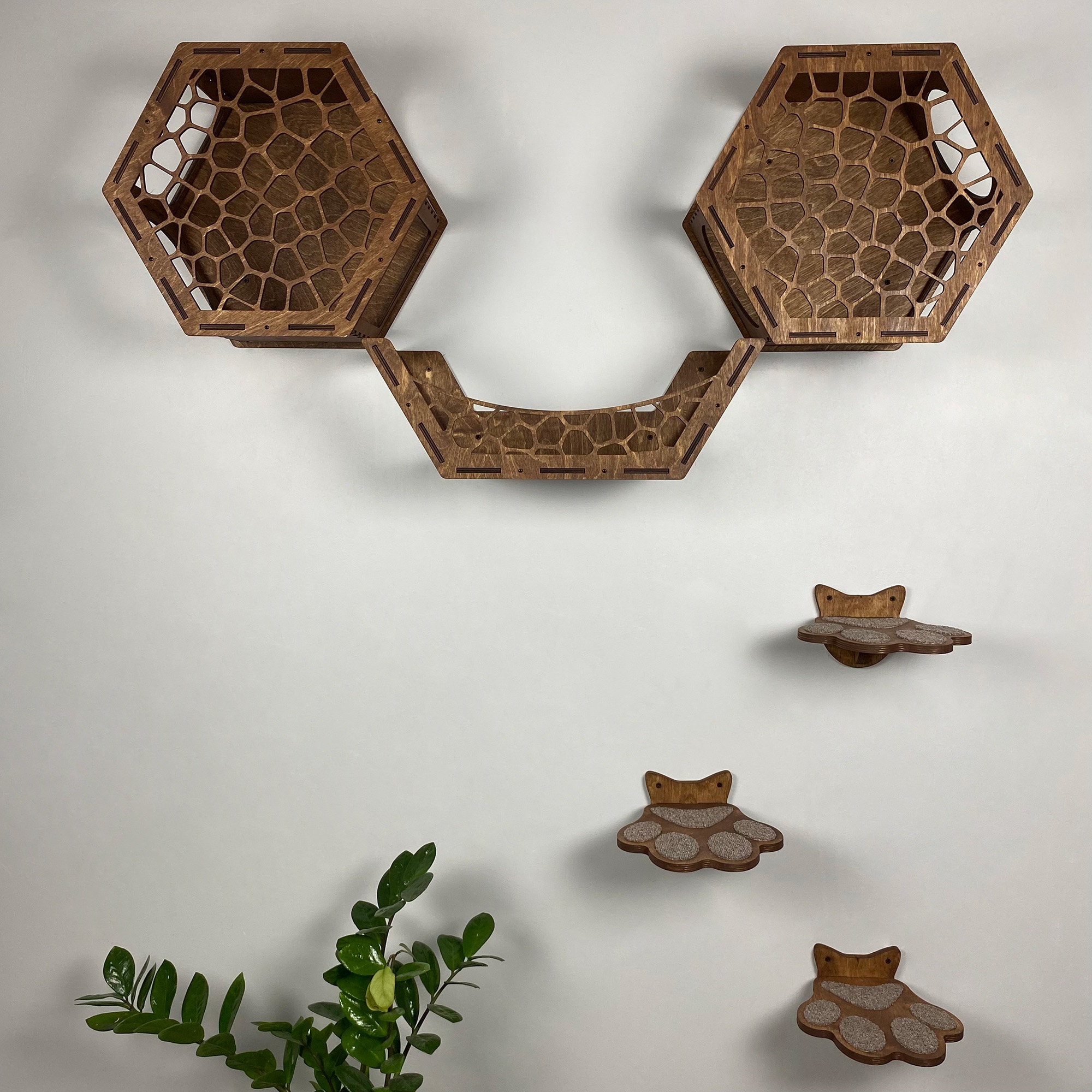 Wooden Hexagonal Cat Shelves and Cat Step Cat Hexagon Wall - Etsy