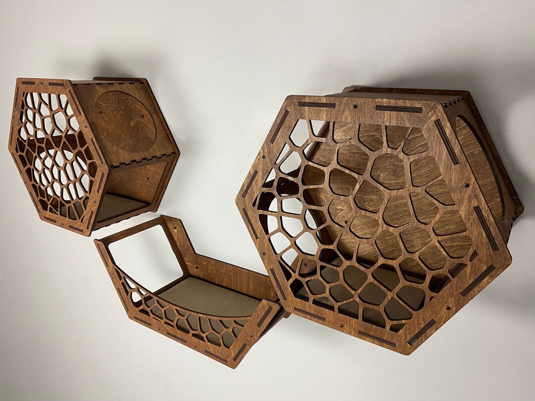 Hexagon Cat Wall Furniture Set, Cat Climbing Wall, Hexagon Cat Shelves ...