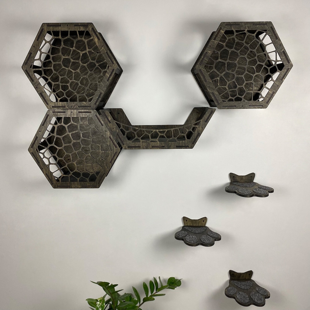 Wooden Hexagonal Cat Shelves and Cat Step Cat Hexagon Wall - Etsy