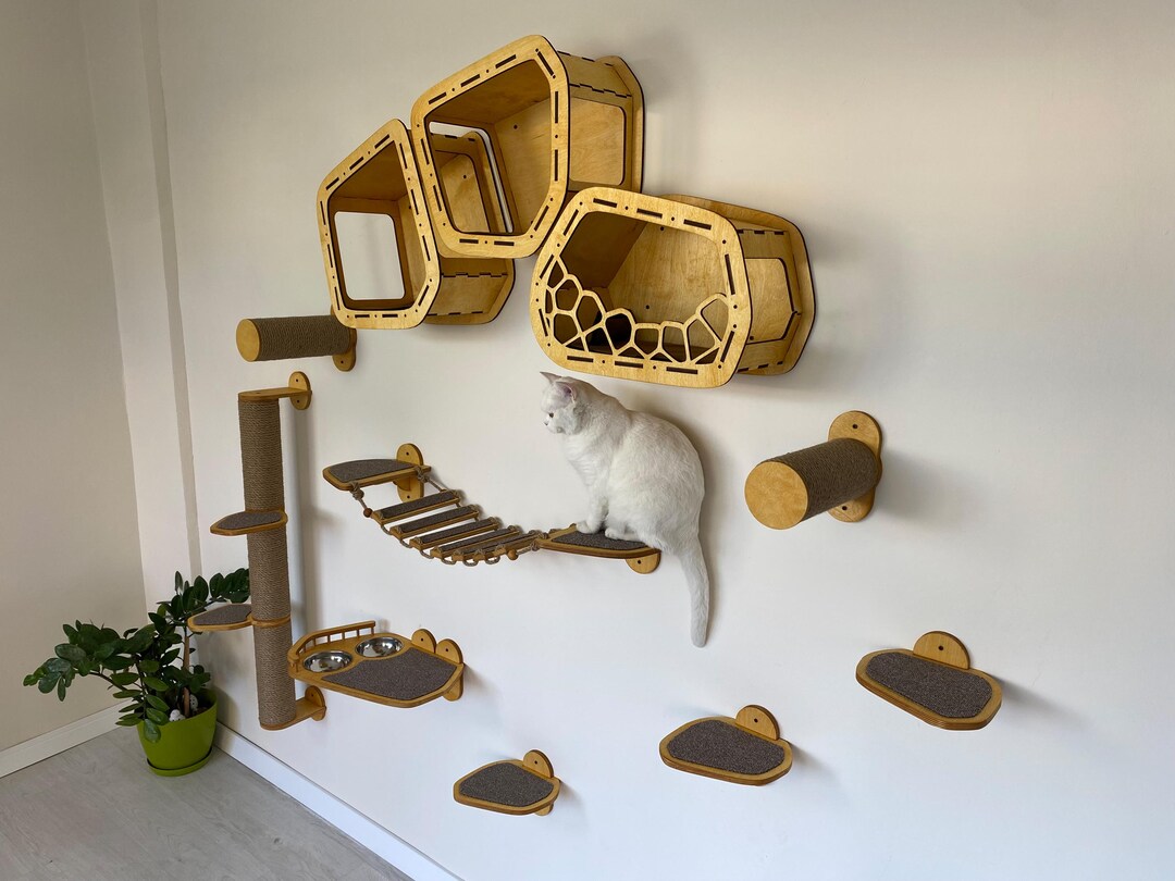 Modern Cat Wall Furniture, Cat Wall Shelves, Wooden Cat Wall Bed, Cat ...