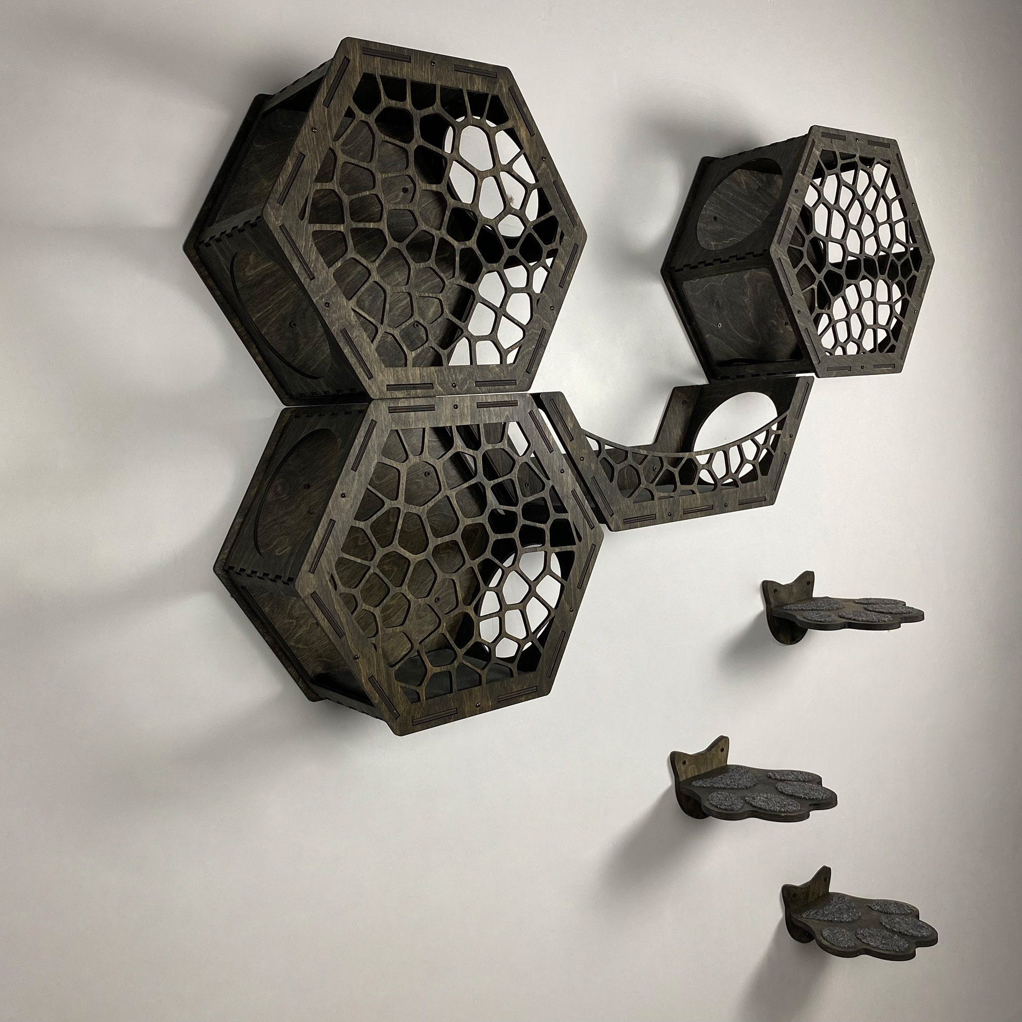 Wooden Hexagonal Cat Shelves and Cat Step Cat Hexagon Wall - Etsy