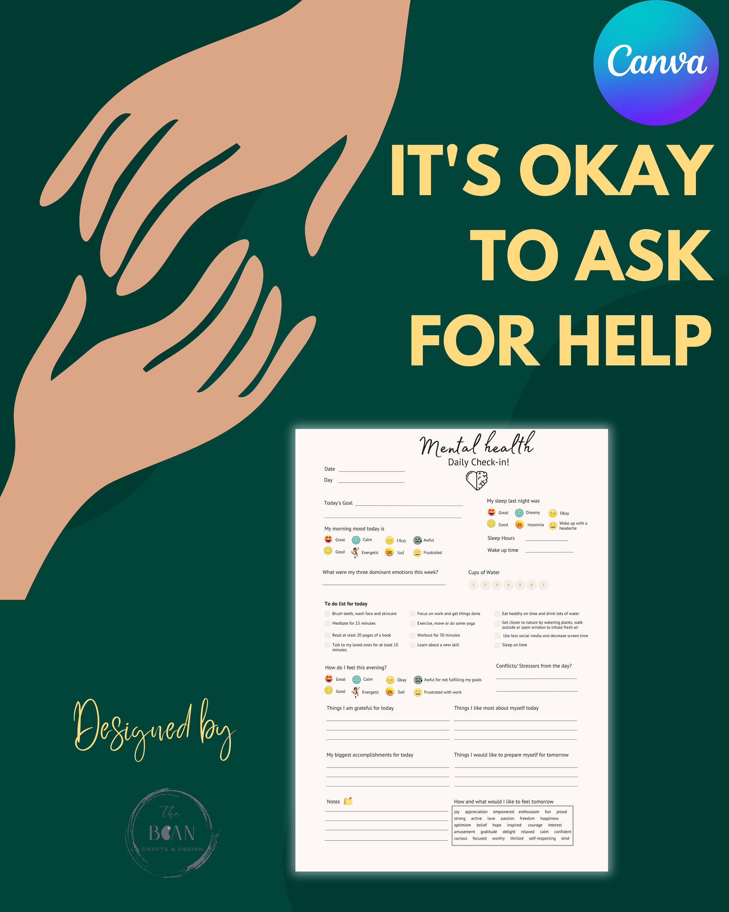 Mental Health Tracker, Printable, Customizable, Mental Health Journal ...
