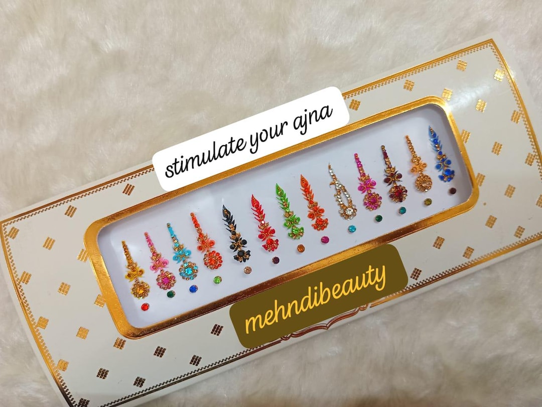 13 Face and Body Multicolor Long Bindis ,stone Bindi,marriage Bindi ...
