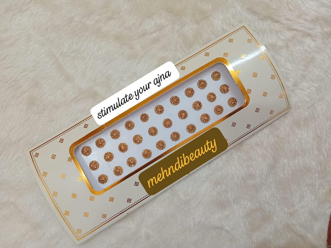 30 Face and Body Golden Colour Round Stone Bindis , Belly Bindi ...