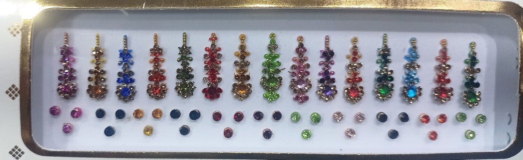 Face and Body Multicolor Long Bindis ,stone Bindi,marriage Bindi,party ...